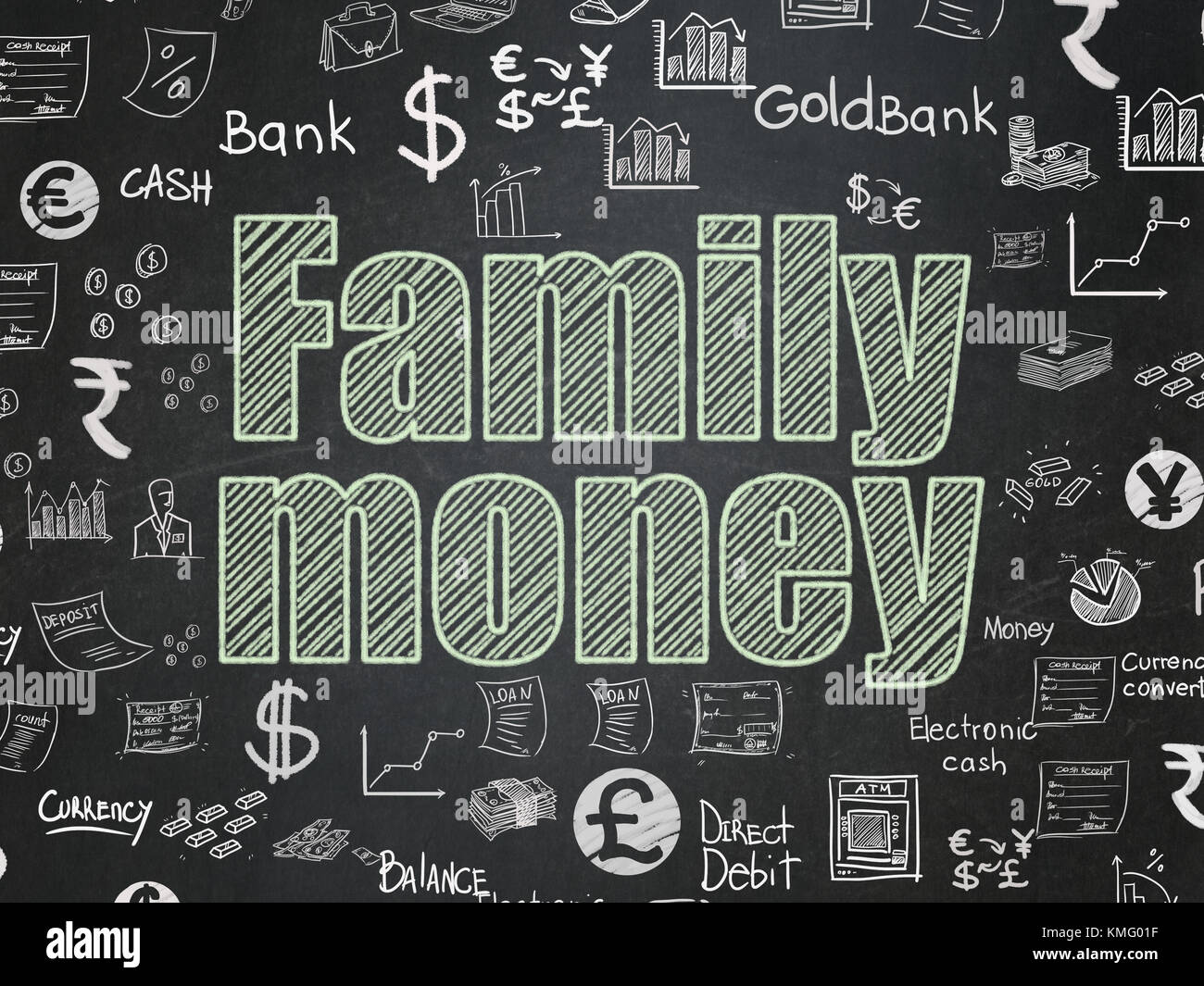 Currency concept: Family Money on School board background Stock Photo ...