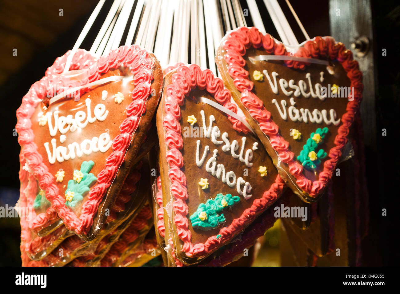 Prague Christmas market on Old Town Square. Traditional pumpernickel ...