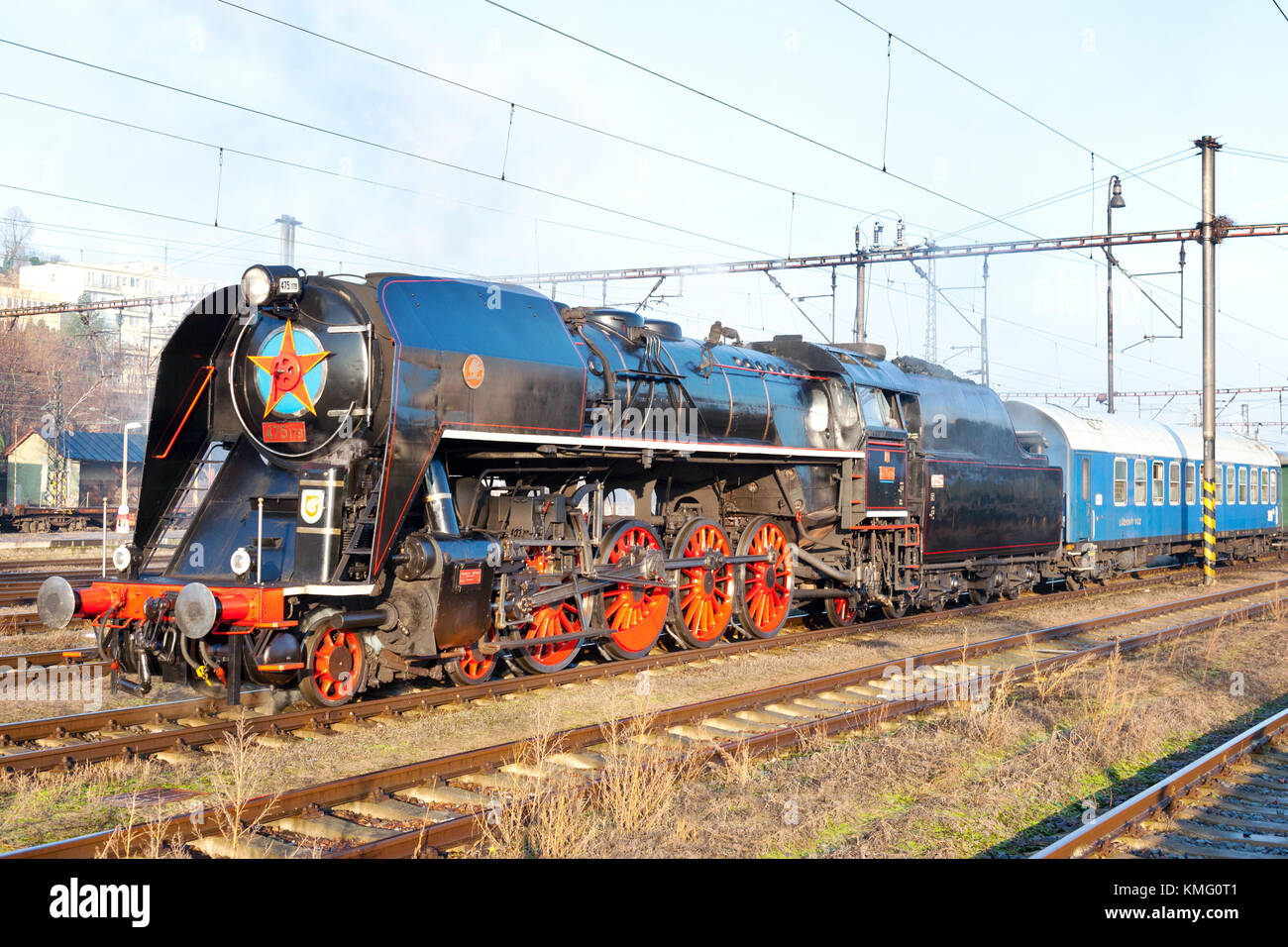 Steam locomotive 475.1 called Slechticna, Smíchov railway station ...