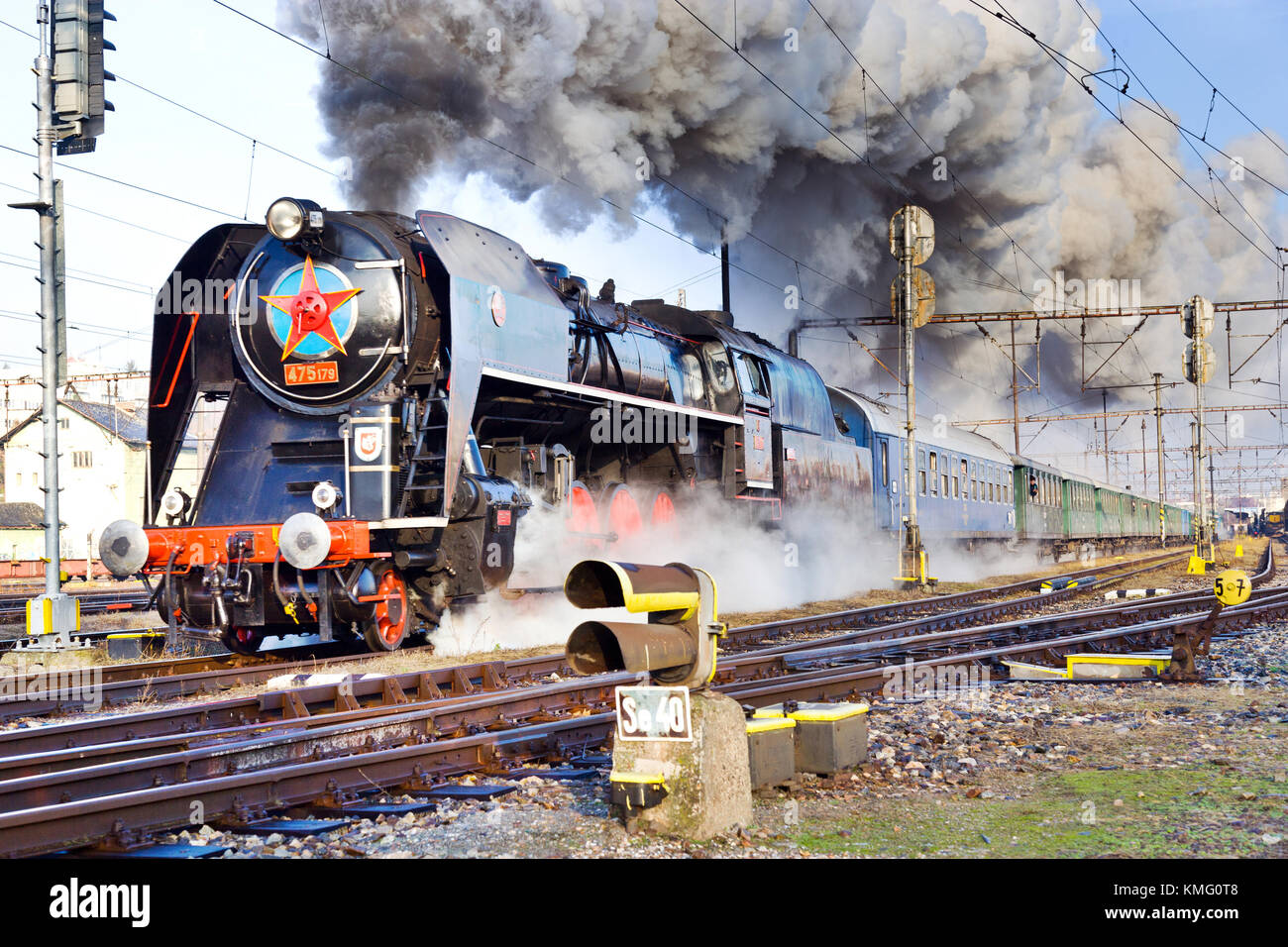 Steam locomotive 475.1 called Slechticna, Smíchov railway station ...