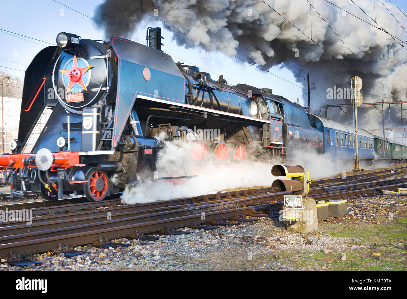 Steam locomotive 475.1 called Slechticna, Smíchov railway station ...