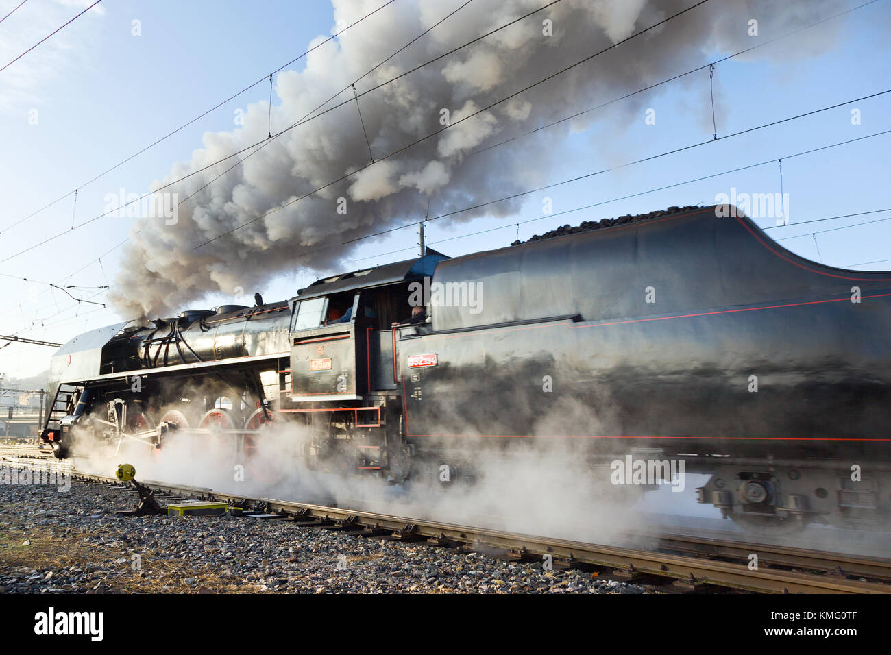 Steam locomotive 475.1 called Slechticna, Smíchov railway station ...