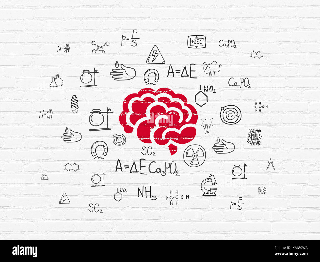 Science concept: Brain on wall background Stock Photo - Alamy