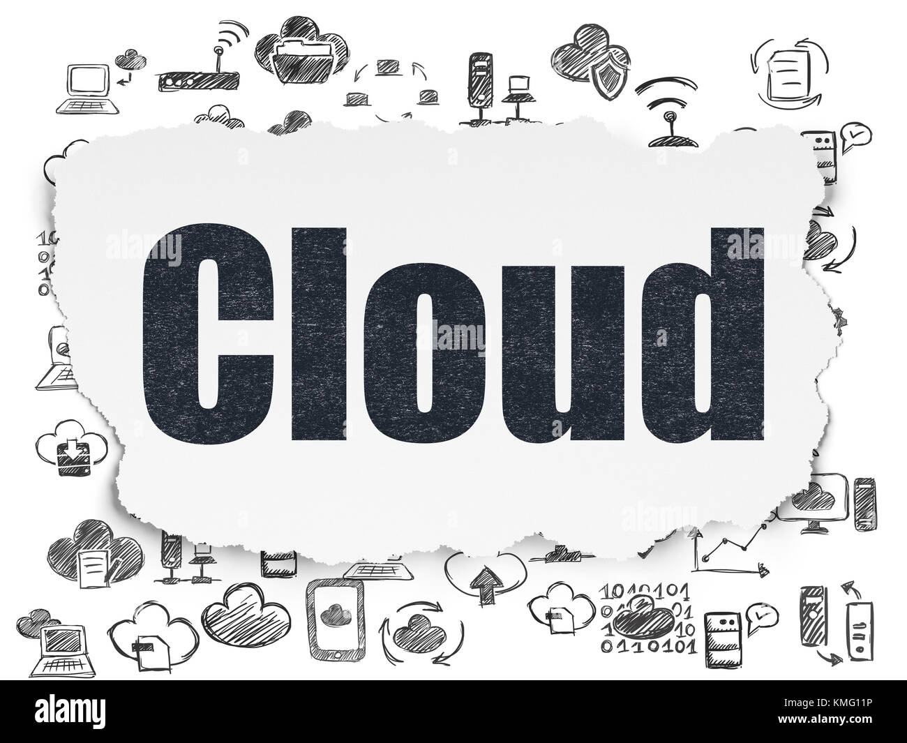 Cloud computing concept: Cloud on Torn Paper background Stock Photo - Alamy