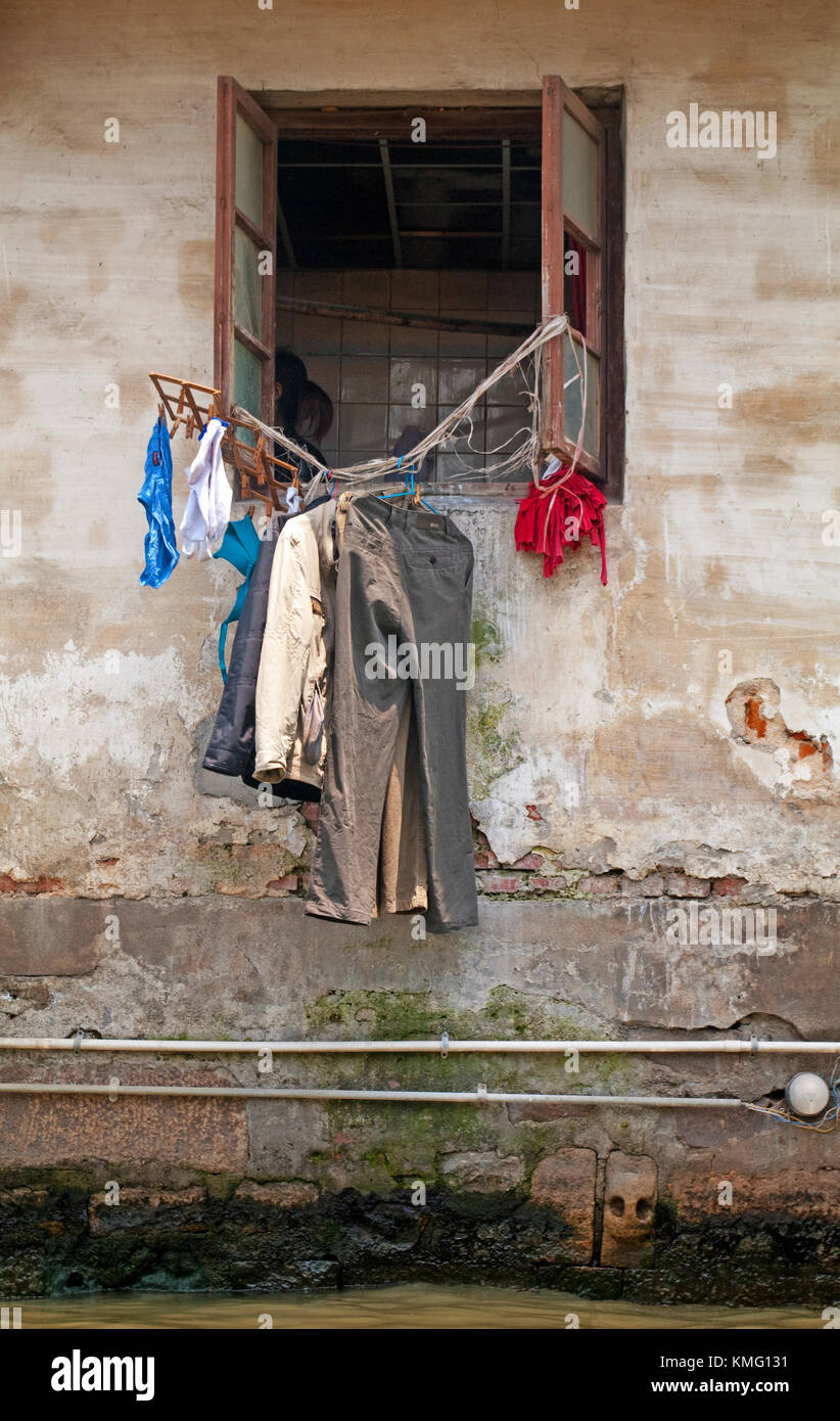 Suzhou, China, Asia, Grand Canal, House, Washing Ouit Of Window Stock ...