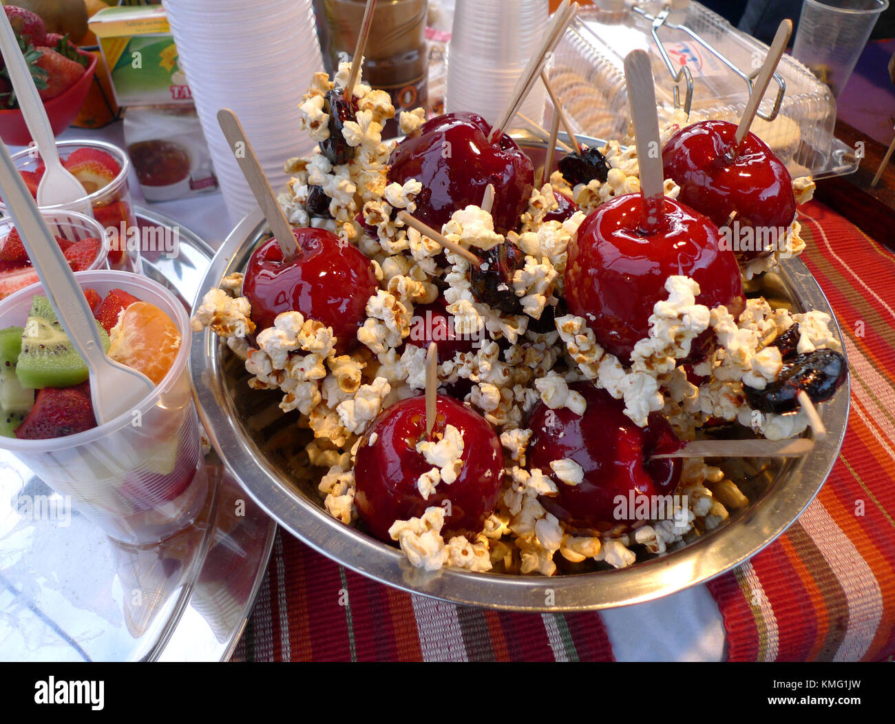 A general view of atmosphere of candy apples and popcorn on September ...