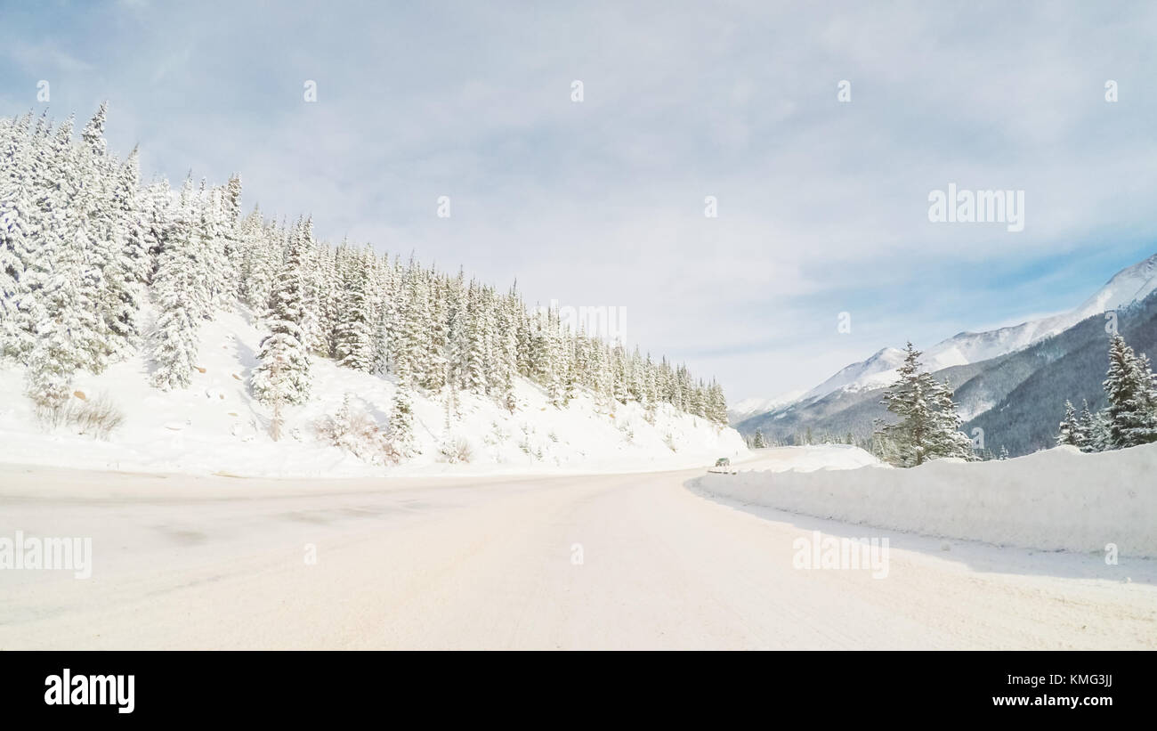 POV point of view - Driving over Berthoud Pass after winter storm in ...
