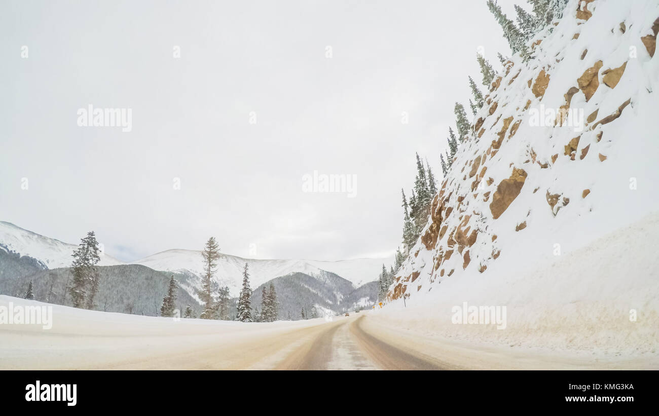 POV point of view - Driving over Berthoud Pass after winter storm in ...