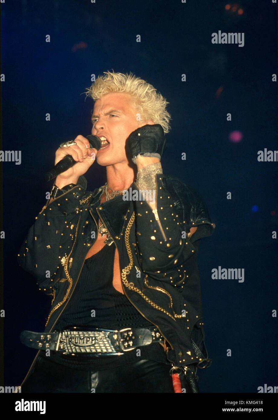 Singer Billy Idol in concert at The Forum on May 8, 1987 in Los Angeles ...