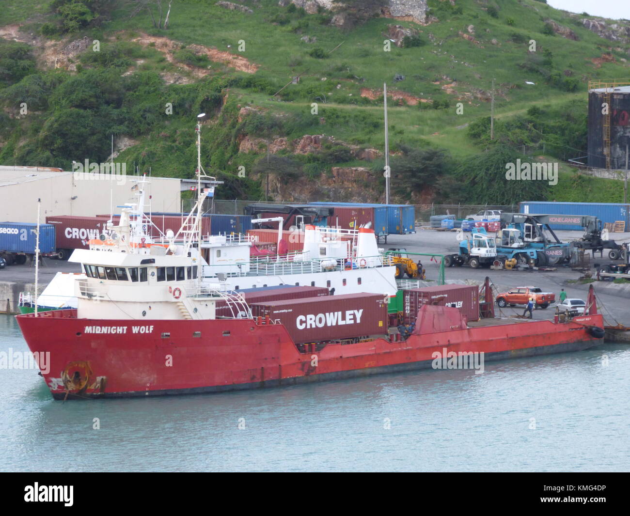 Ship Midnight Wolf. Port activity Antigua, Eastern Caribbean ...