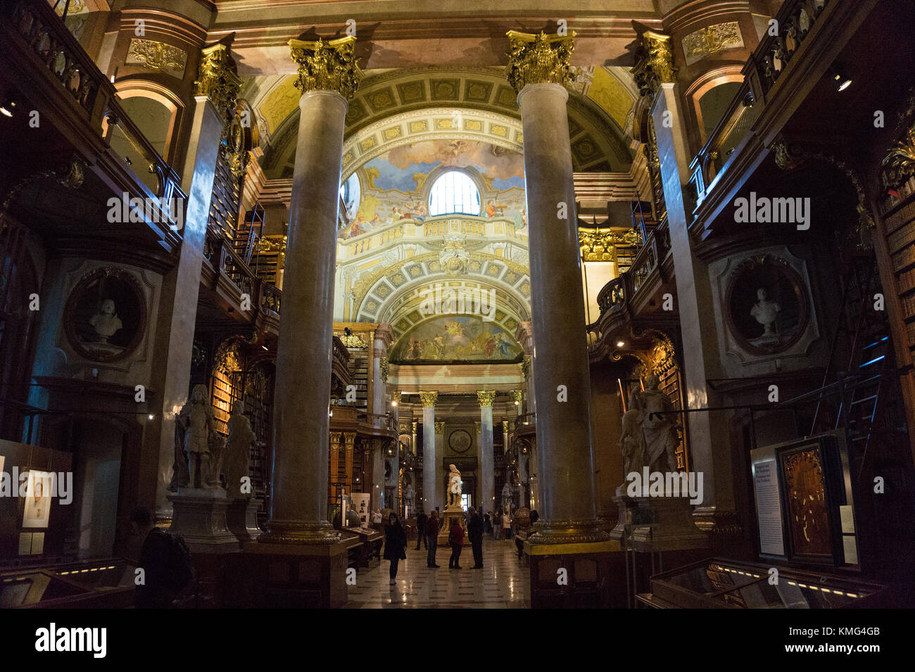 Interior of the Austrian National public Library in Vienna, Austria ...