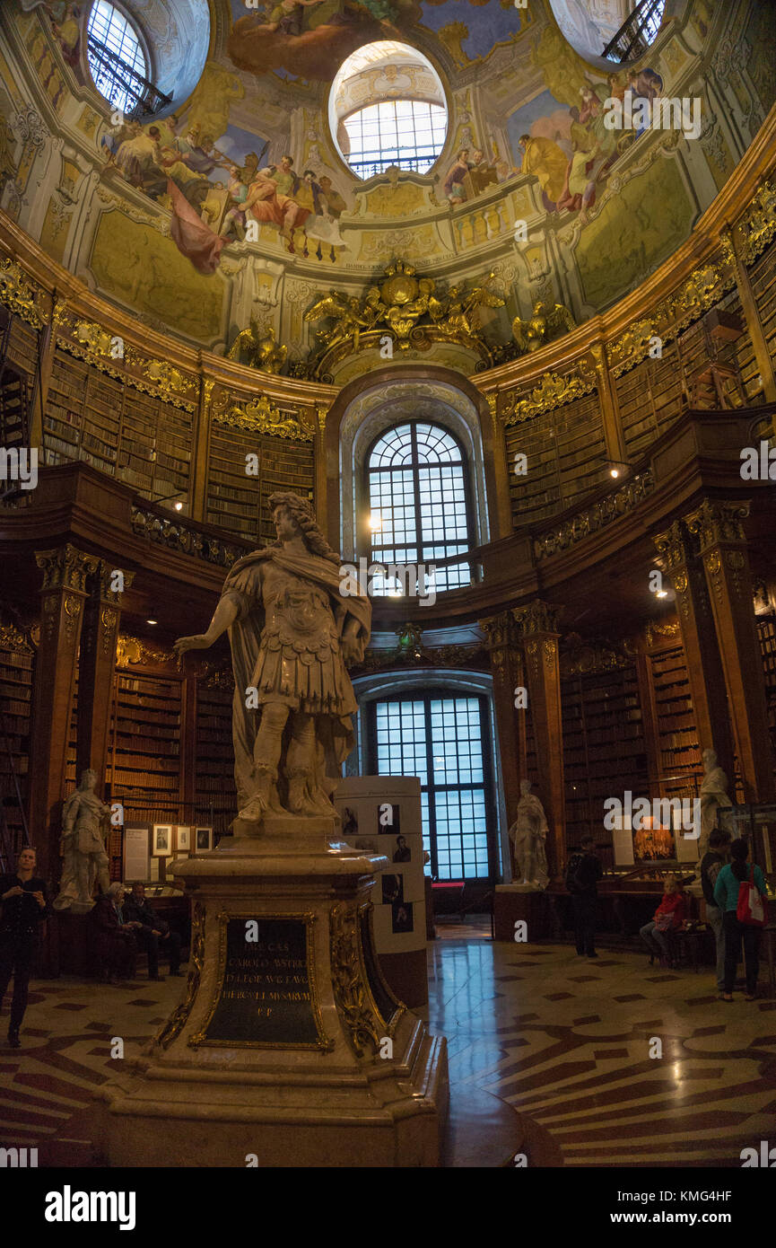 Interior of the Austrian National public Library in Vienna, Austria ...