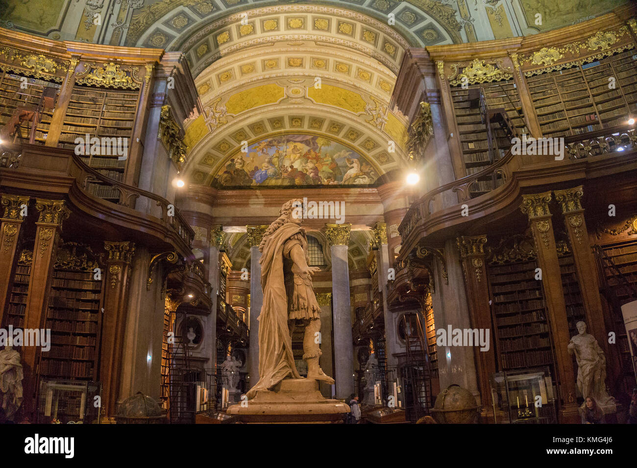 Interior of the Austrian National public Library in Vienna, Austria ...