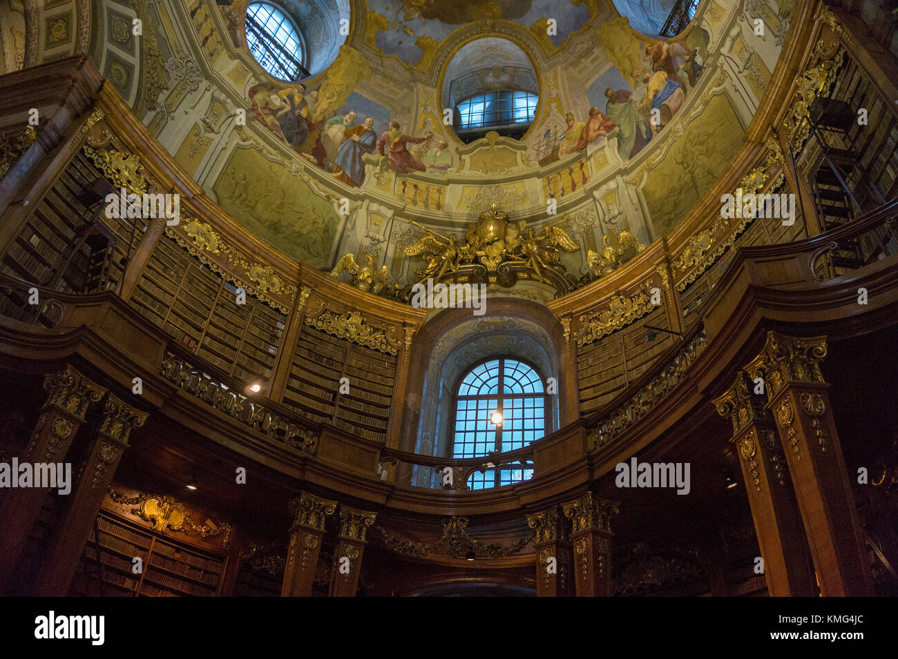 Interior of the Austrian National public Library in Vienna, Austria ...