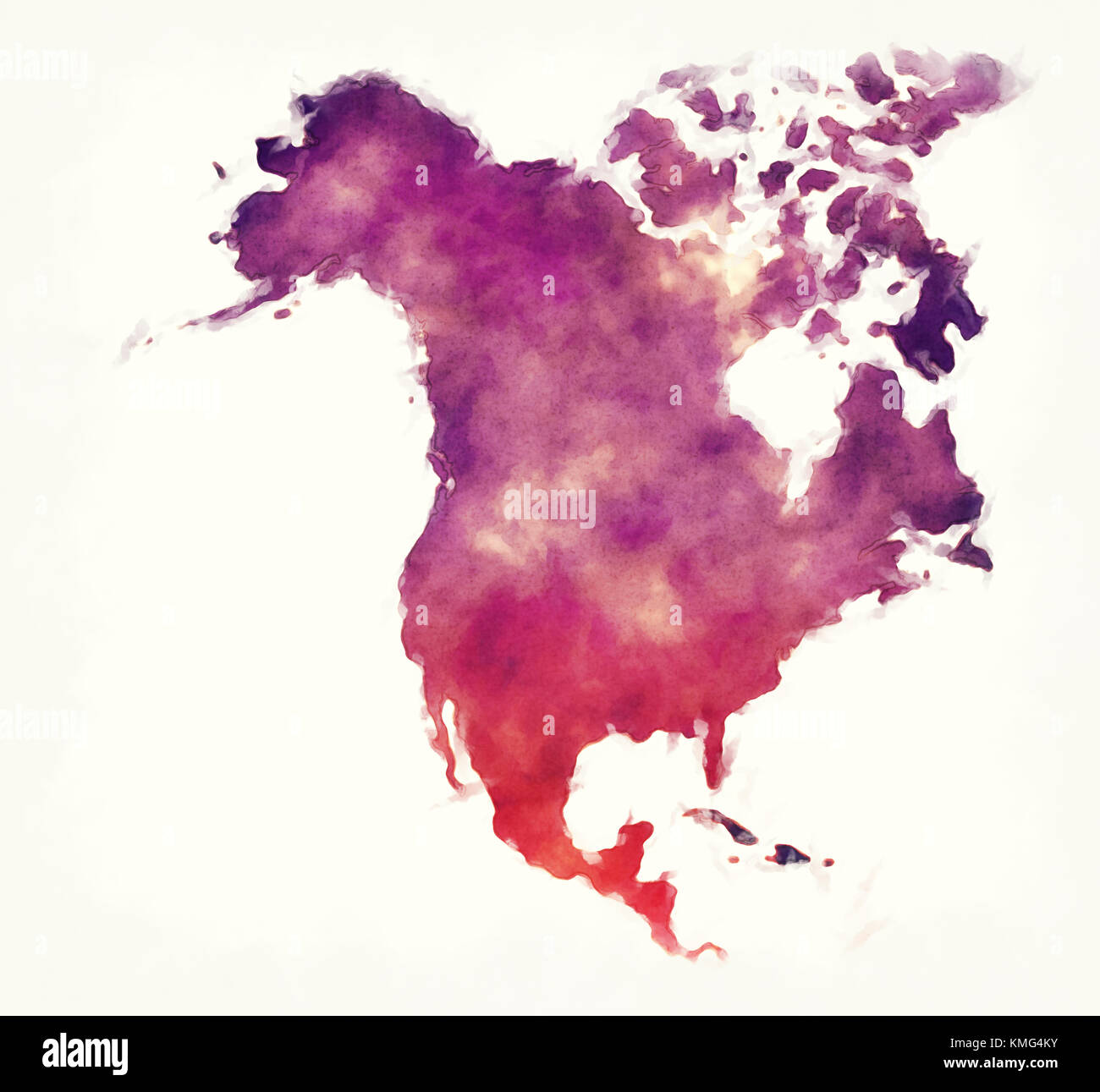 North America watercolor map in front of a white background Stock Photo ...