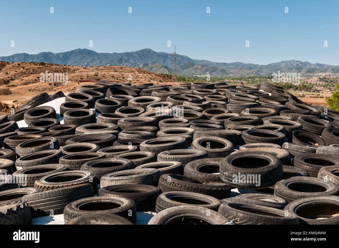 Old tires pile for rubber recycling Stock Photo - Alamy