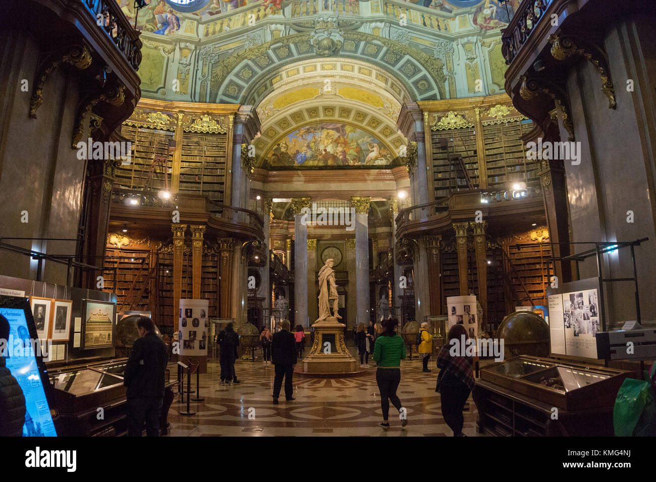 Interior of the Austrian National public Library in Vienna, Austria ...
