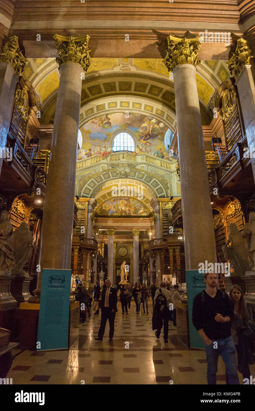 Interior of the Austrian National public Library in Vienna, Austria ...
