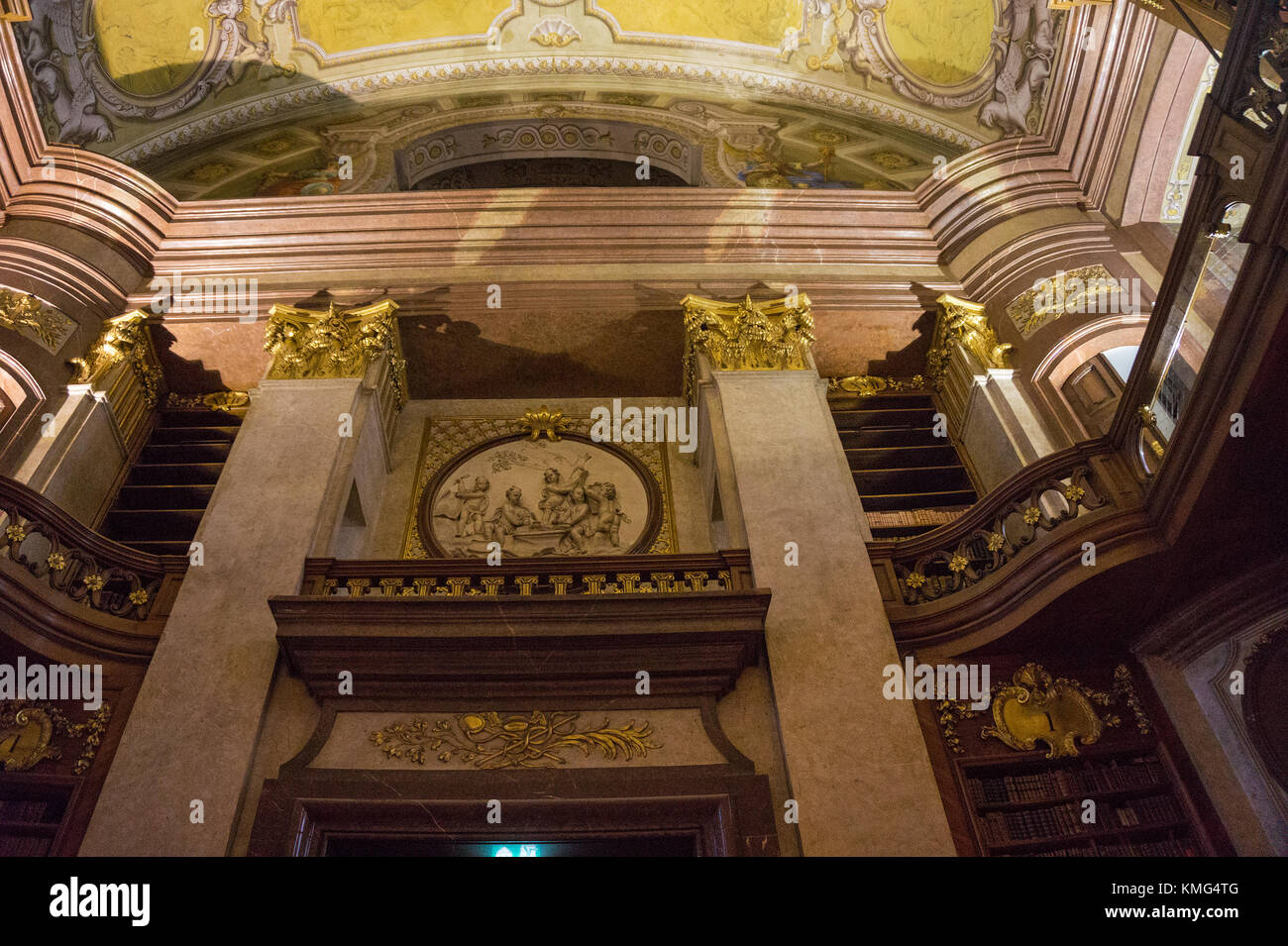 Interior of the Austrian National public Library in Vienna, Austria ...