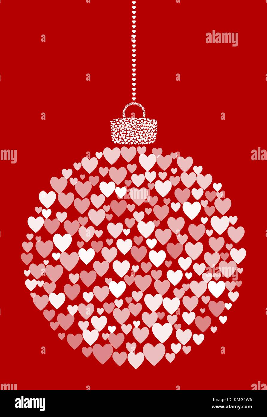 Vector hanging abstract Christmas ball consisting of heart icons on red ...