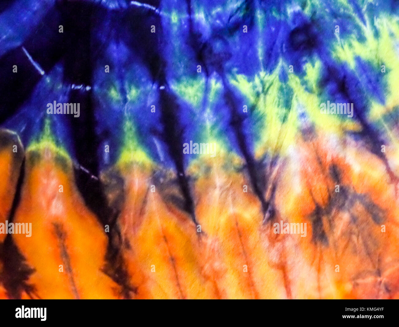 orange blue abstract hand painted green nodular batik muti-color ...