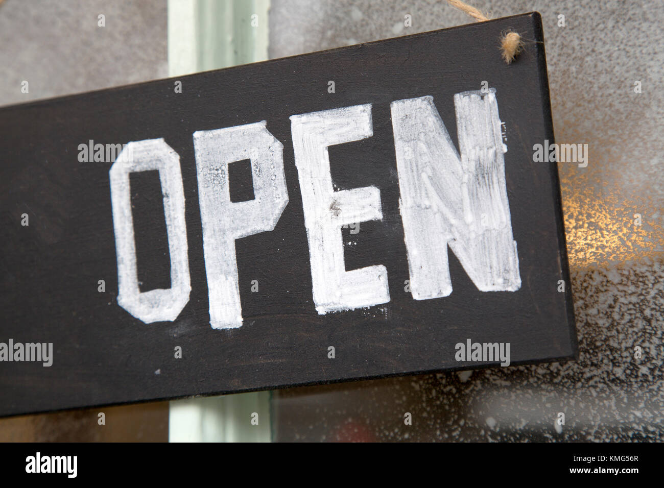Open Sign on Shop Window Stock Photo - Alamy