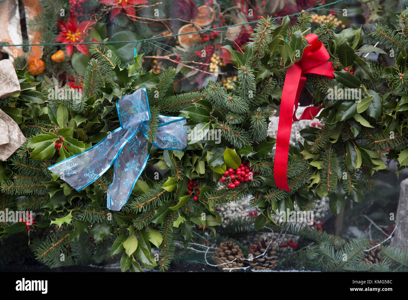 Christmas Reef Background with Ribbon Stock Photo - Alamy