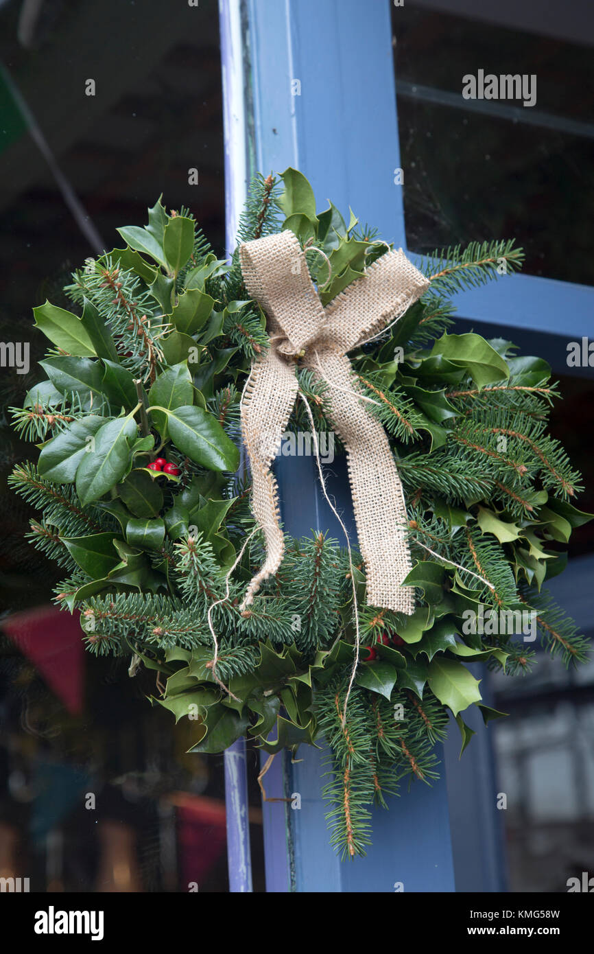 Christmas Reef Decoration on Building Facade Stock Photo - Alamy