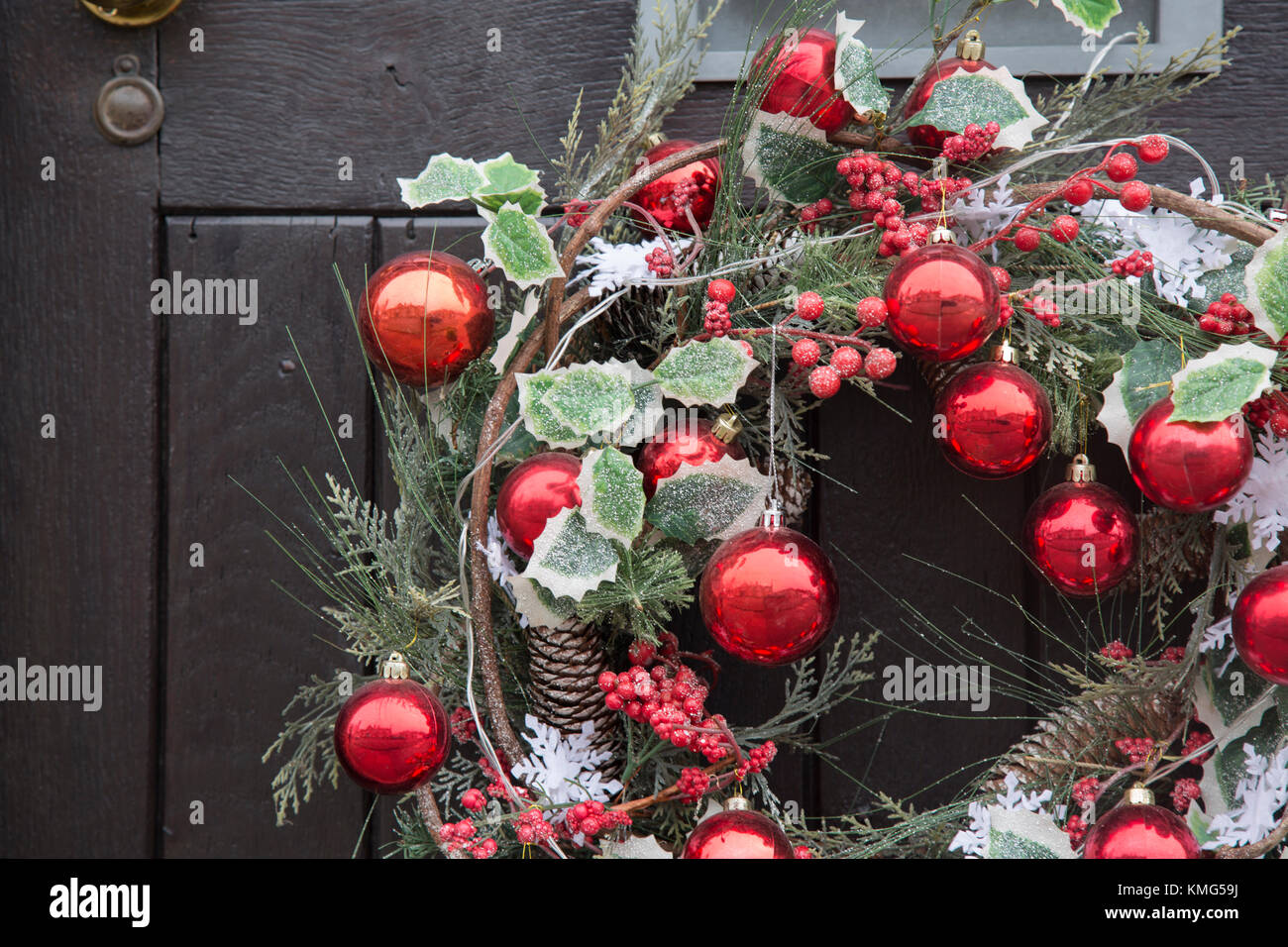 Red Ball Christmas Reef Decoration Stock Photo - Alamy