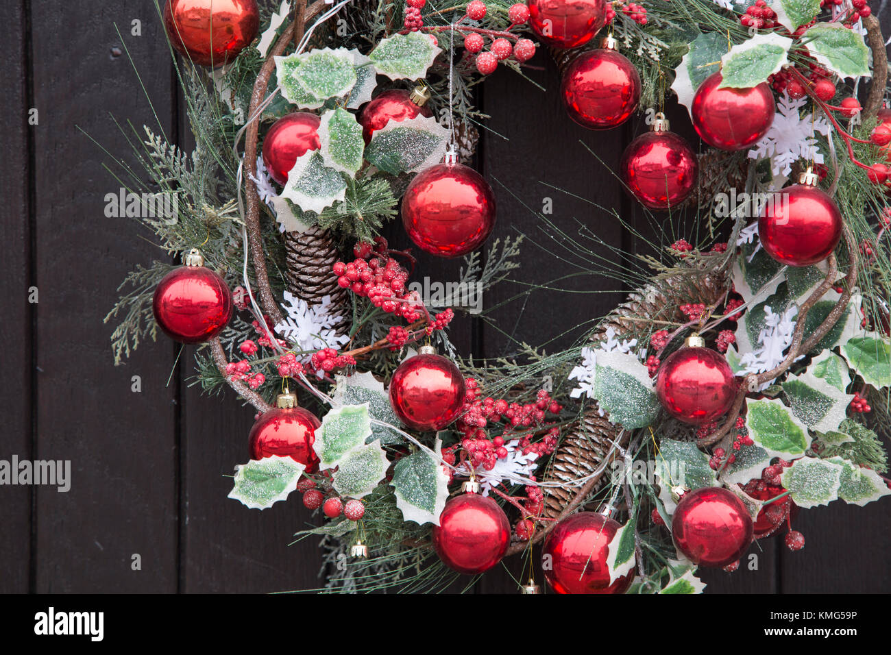 Red Ball Christmas Reef Decoration Stock Photo - Alamy