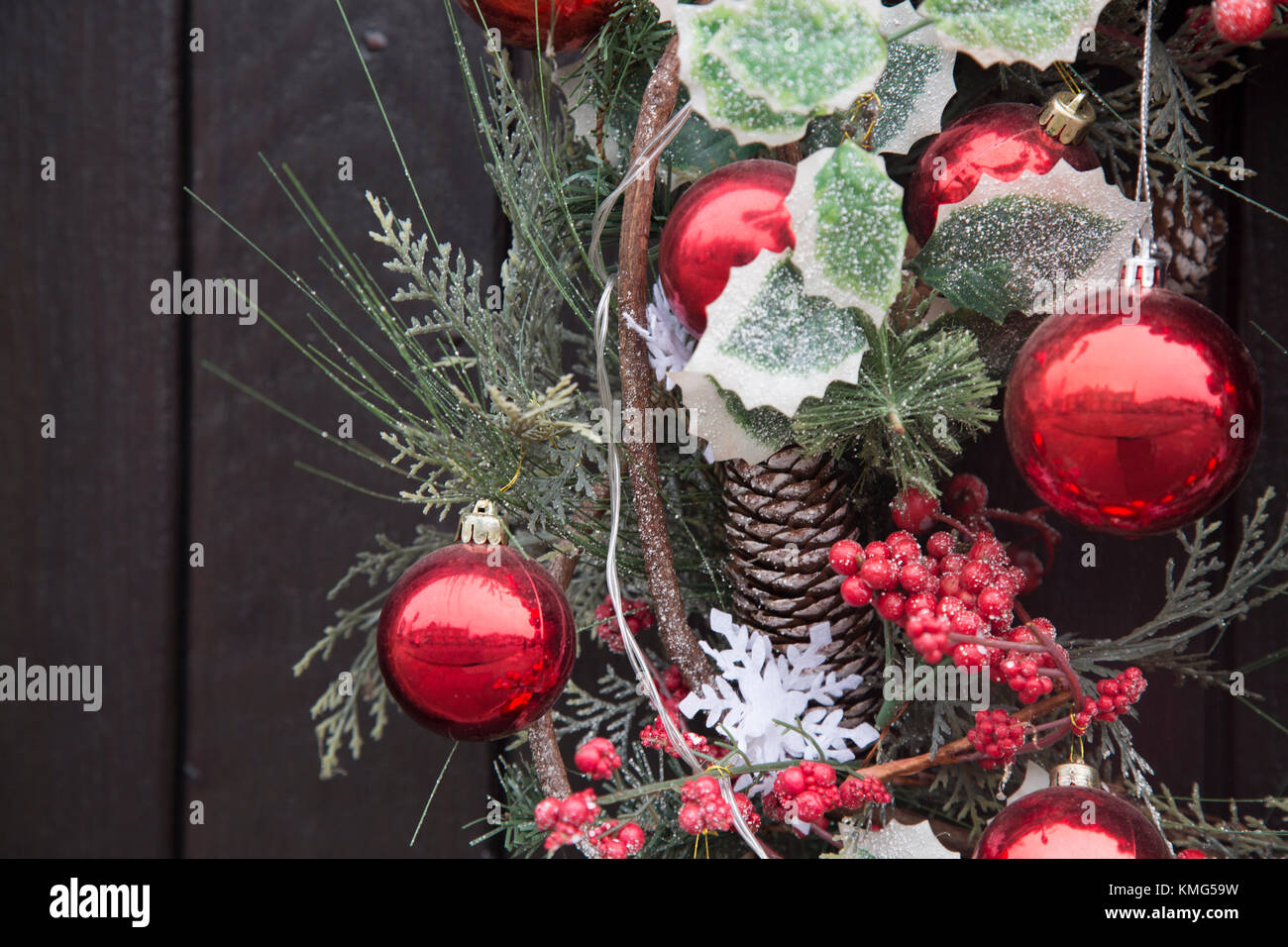 Red Ball Christmas Reef Decoration Stock Photo - Alamy