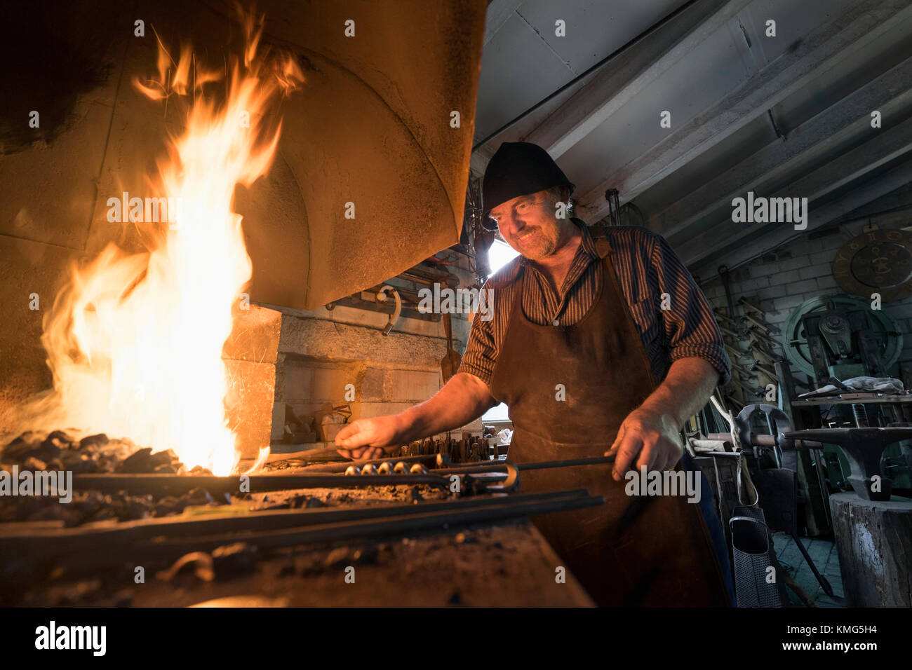 Blacksmith lightning fire in furnace Stock Photo - Alamy