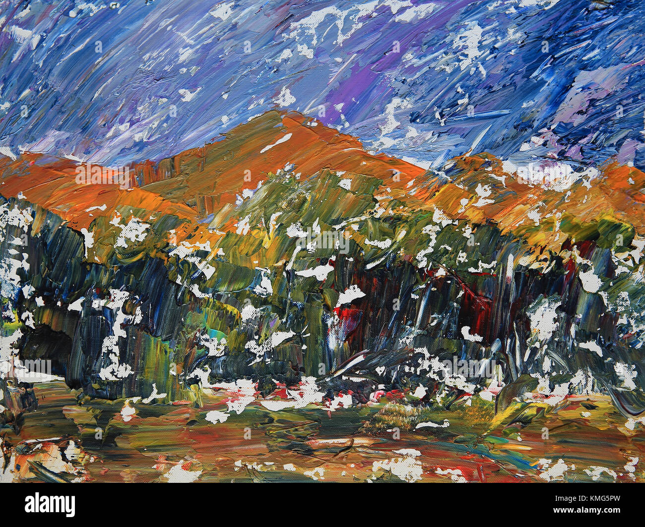 Absract art painting of mountains Stock Photo - Alamy