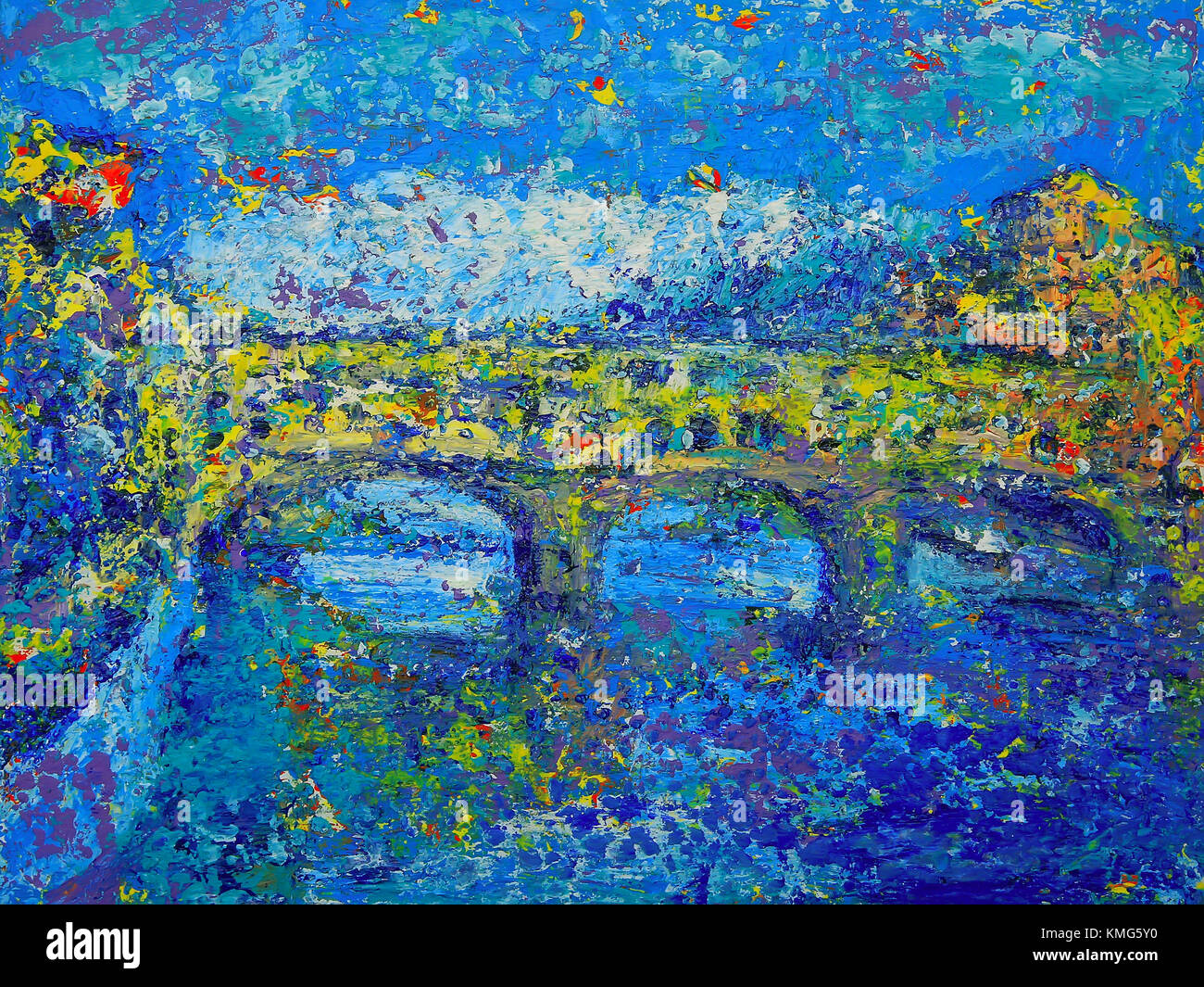 Abstract painting of Ponte Vecchio in Florence, Italy Stock Photo - Alamy