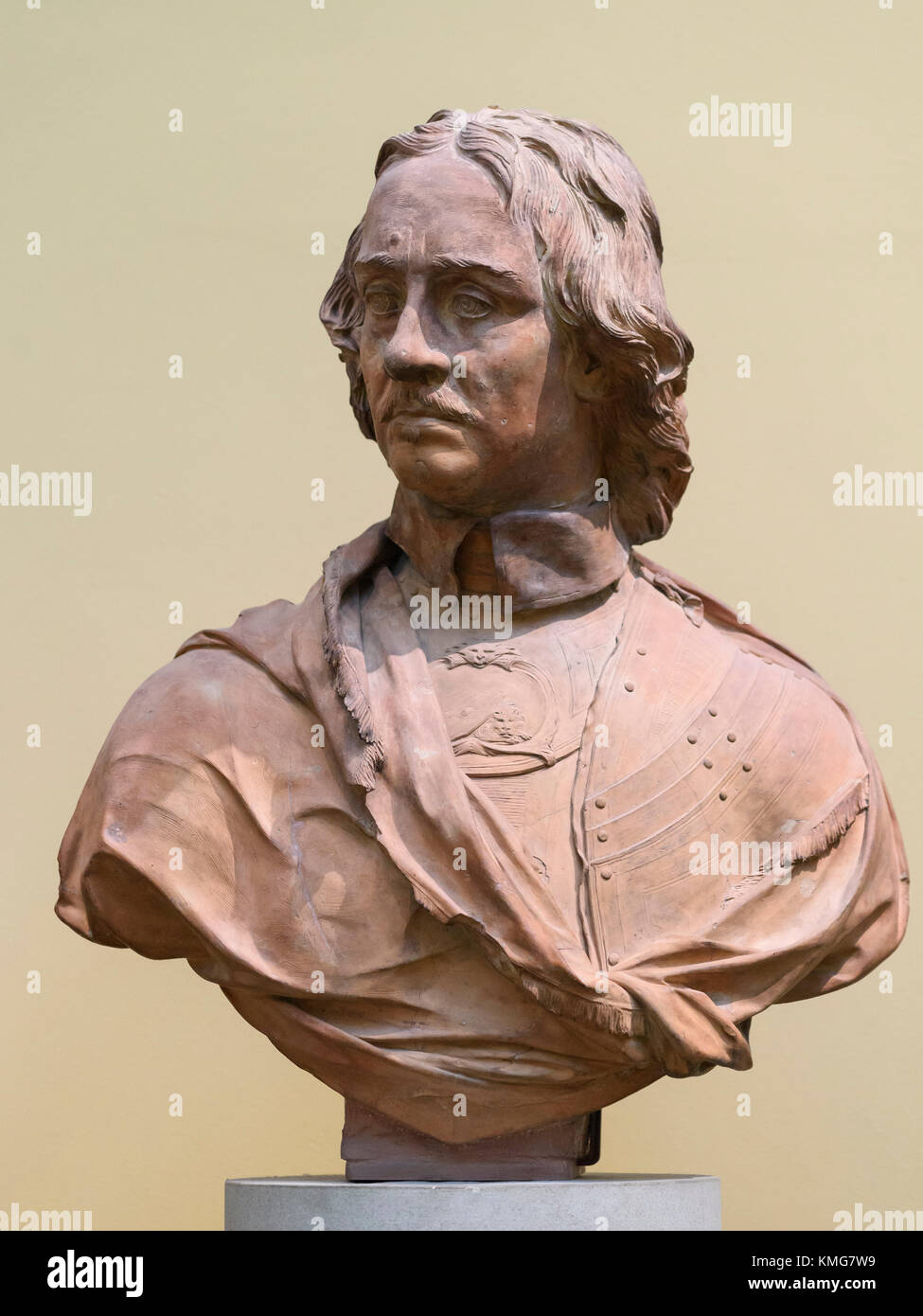 London. England. Terracotta portrait bust of Oliver Cromwell (1599-1658 ...