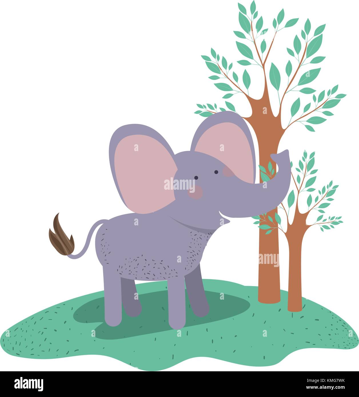 elephant cartoon in forest next to the trees in colorful silhouette ...