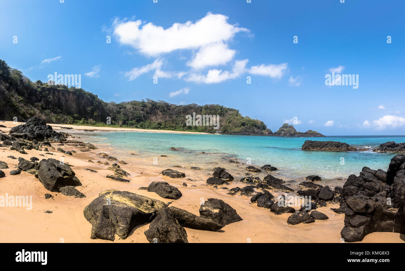 Panoramic view of Praia do Sancho Beach - Fernando de Noronha ...