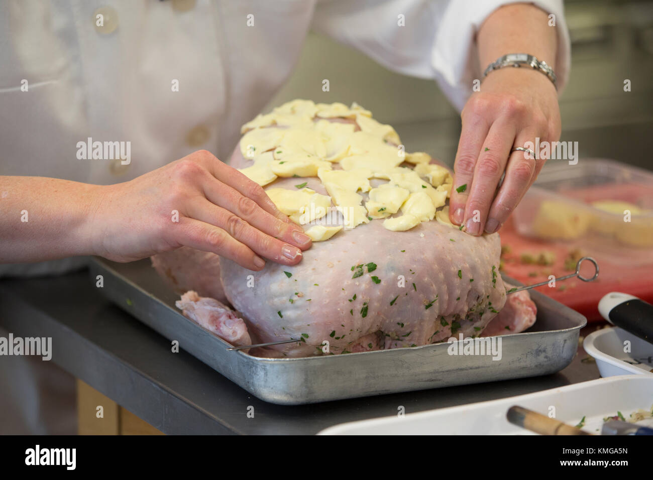 5lb/ 2.25kg Christmas Turkey being prepared before roasting on Christmas Day Stock Photo - Alamy