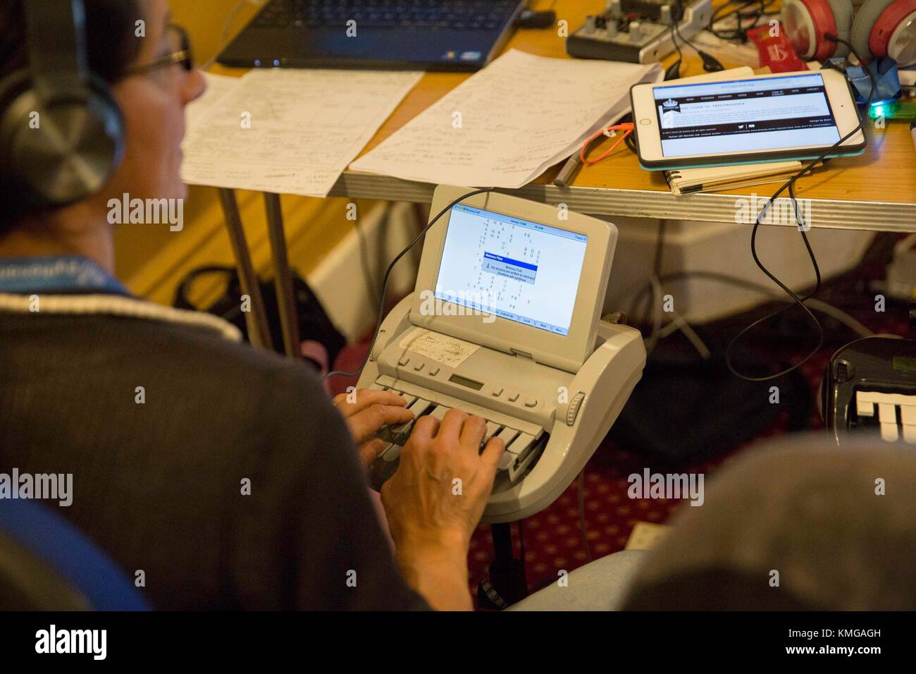 Speech to text transcriber and machine Stock Photo - Alamy