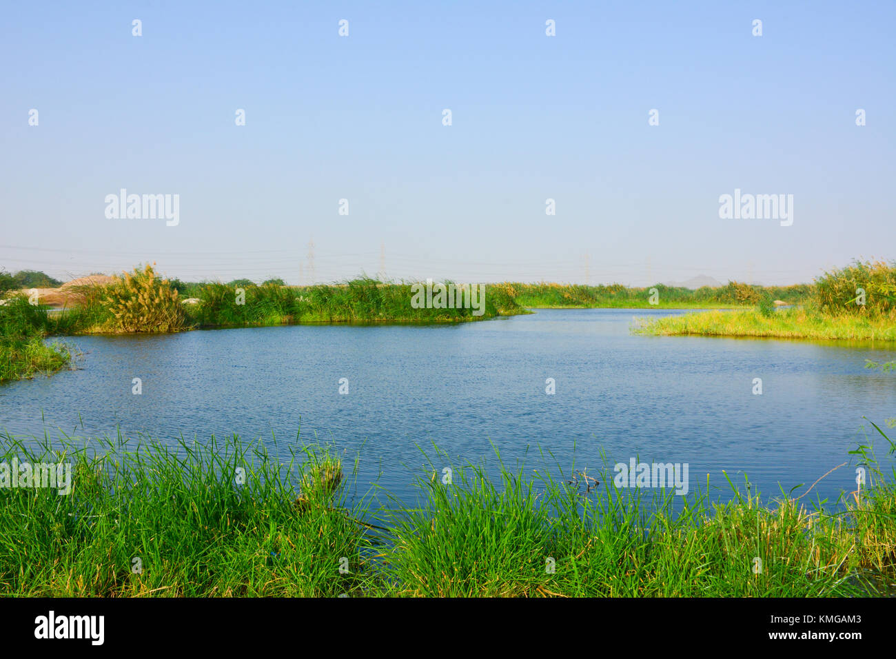 Beautiful green valley lake Stock Photo - Alamy