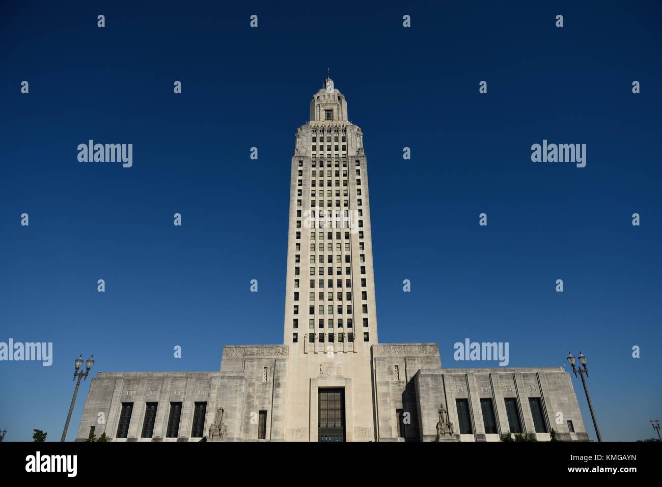 Louisiana State Capitol Building with a blue cloudless sky in Baton ...