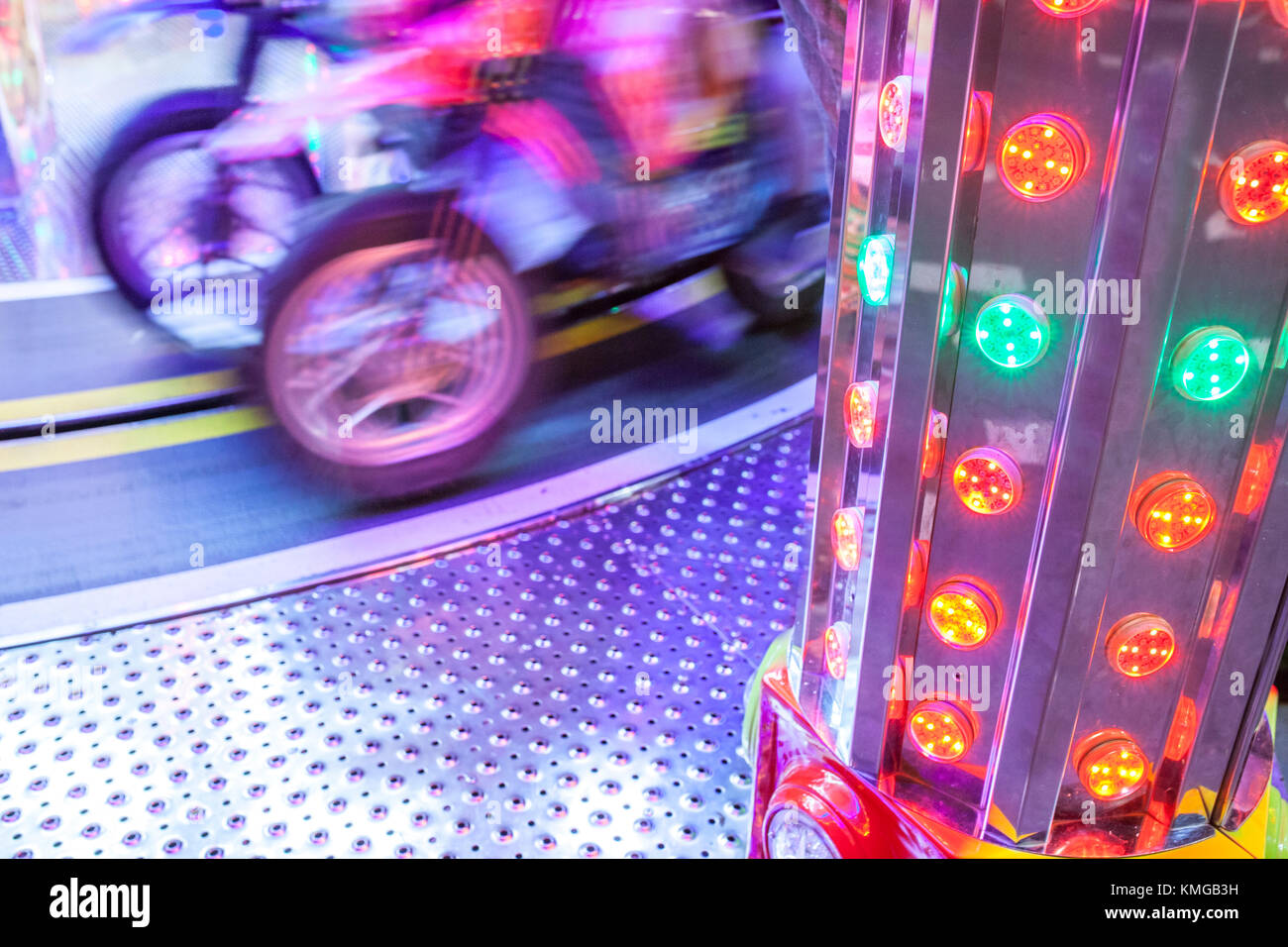 Fair ground ride childrens cars track. Funfair concept Stock Photo - Alamy