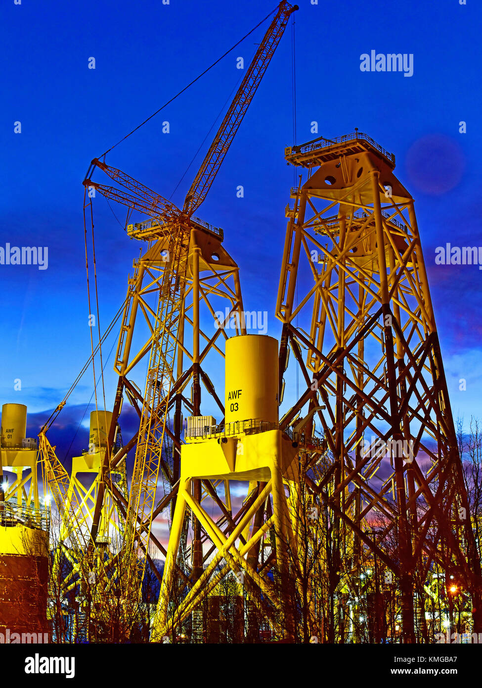 AMEC windfarm yard Howdon Engineering OWDC building suction bucket ...