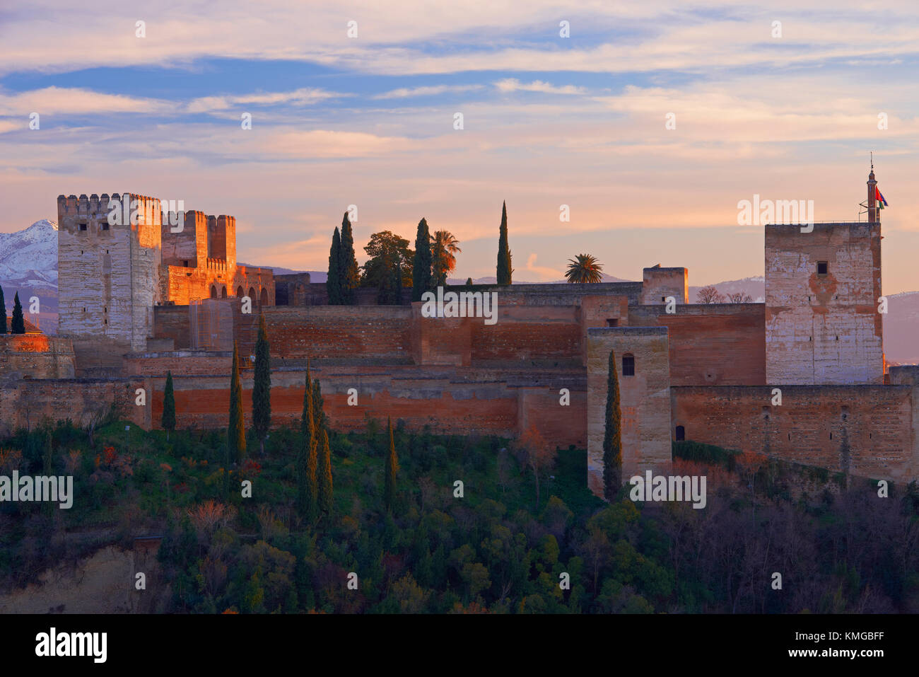 Alhambra, UNESCO World Heritage Site, Alcazaba at Sunset, Granada ...