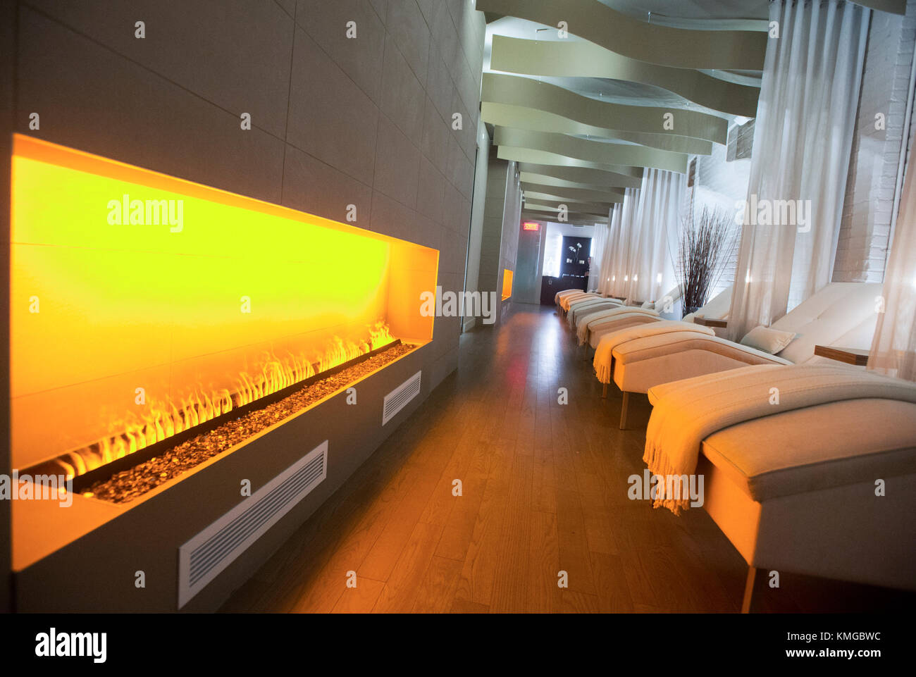 A relaxation room is shown at a spa Stock Photo - Alamy