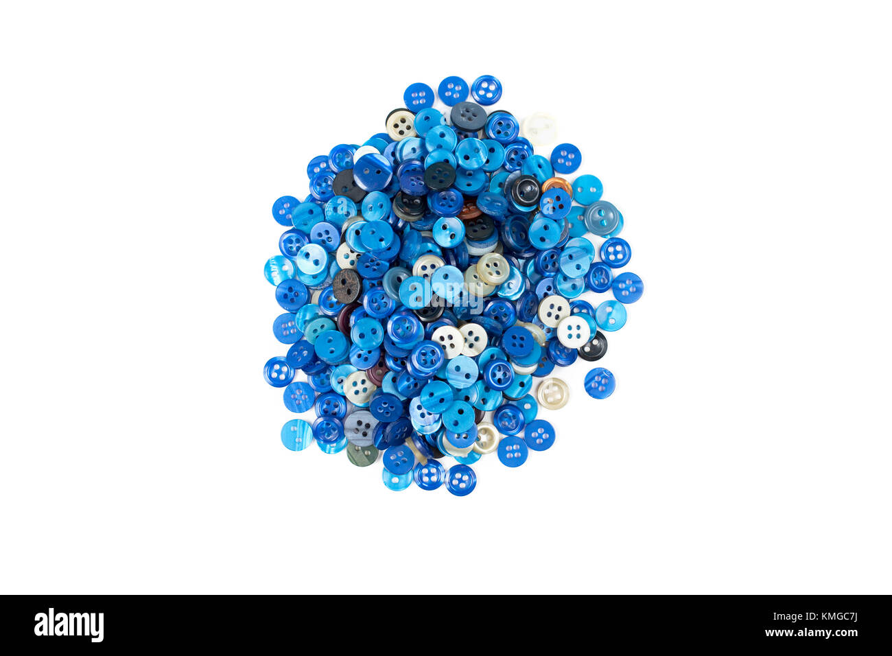 Set of blue sewing buttons on white background Stock Photo - Alamy