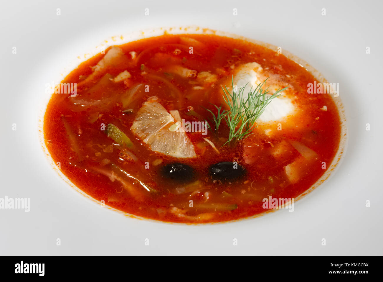 Traditional russian solyanka soup, closeup view Stock Photo - Alamy
