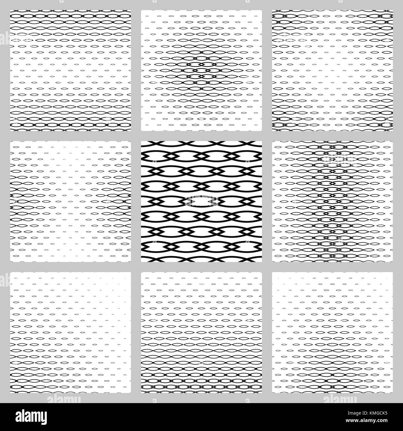 Black and white curved shape pattern design set Stock Vector Image ...