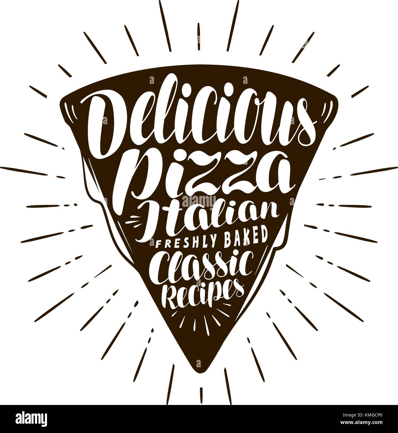 Pizza, fast food concept. Element for design menu restaurant or cafe ...