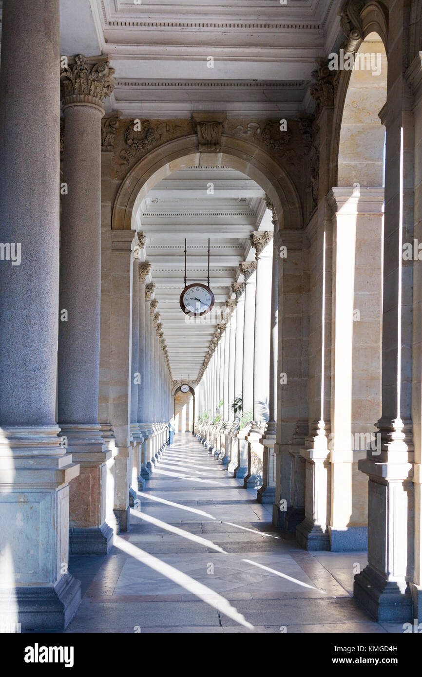 Mill colonnade with hot thermal mineral springs, Karlovy Vary, Czech ...